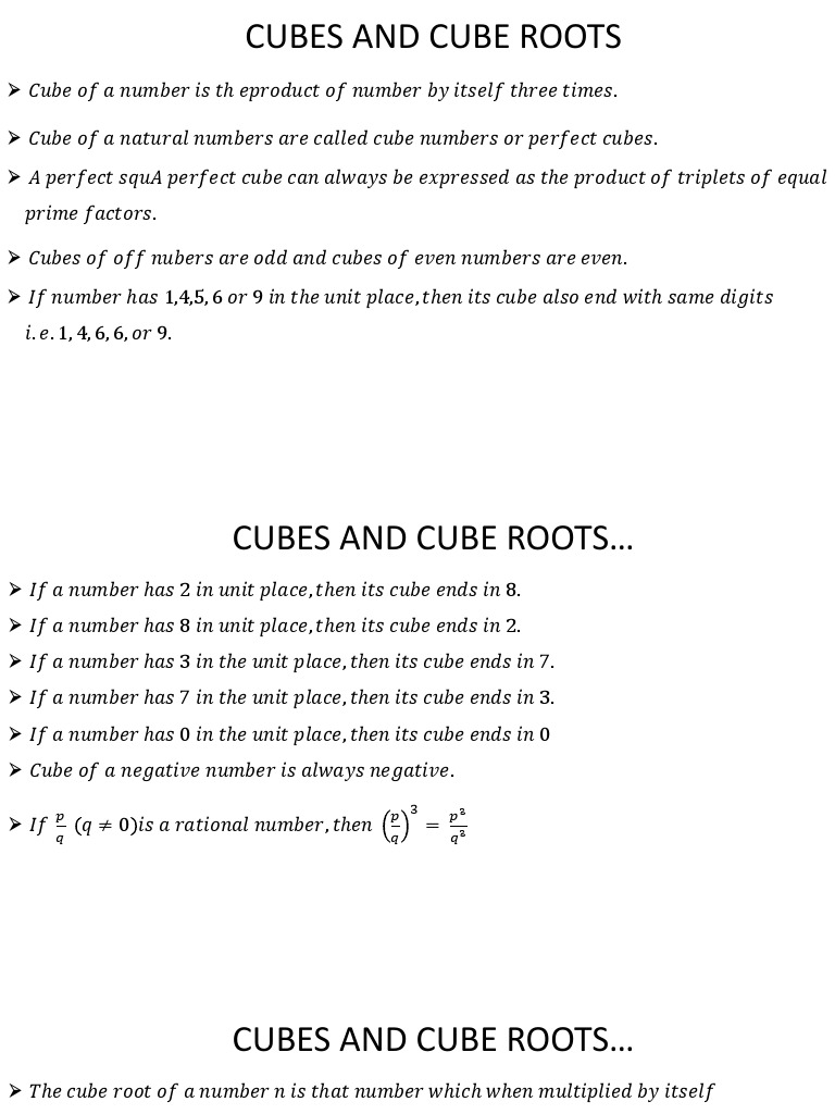 Understanding Cubes and Cube Roots | PDF | Teaching Methods & Materials