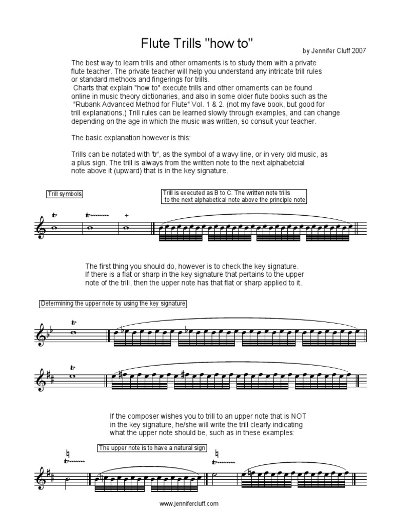 Flute Trills "How To" | PDF | Notation | Musical Notation