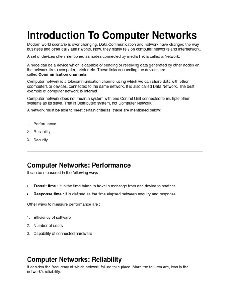 Introduction To Computer Networks | PDF | Telecommunication | Computer ...