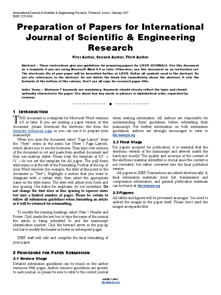 IJSER Template | PDF | Note (Typography) | Theorem