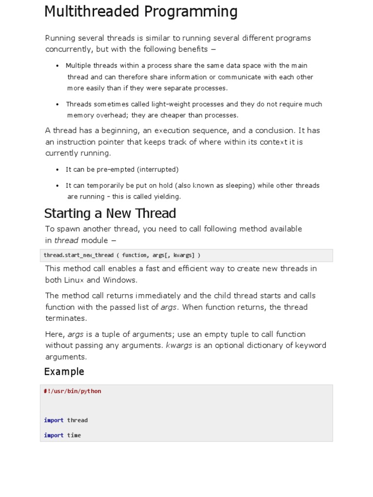 Multithreading | PDF | Thread (Computing) | Process (Computing)