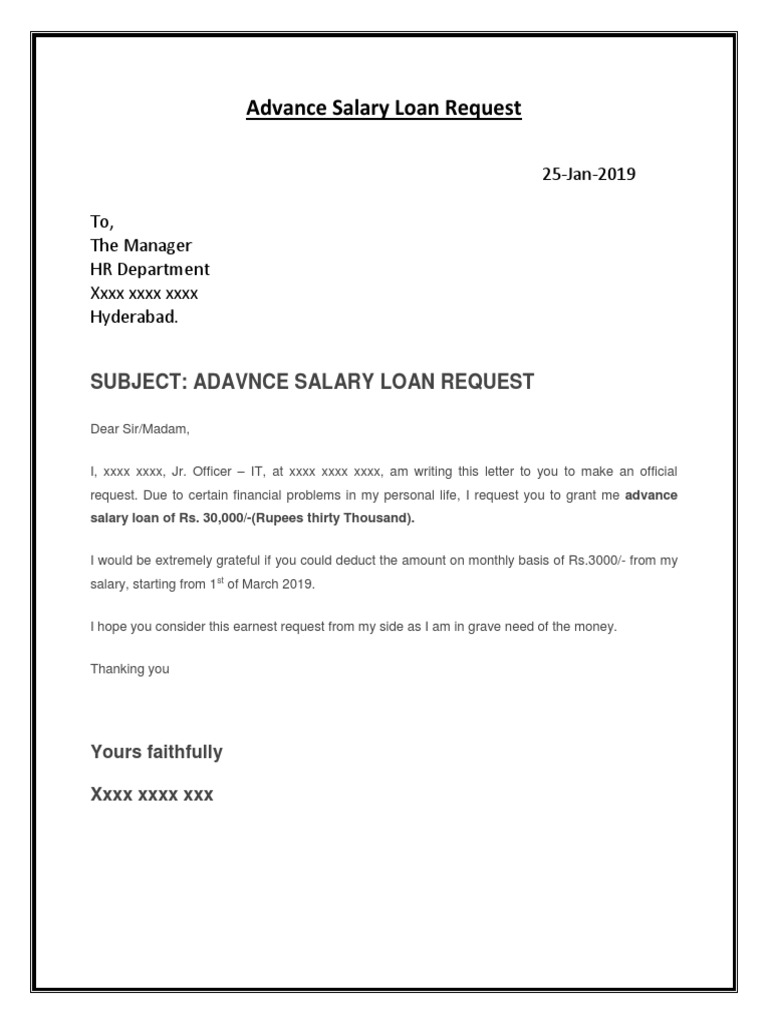 Advance Salary Request Letter | PDF | Business | Finance & Money Management