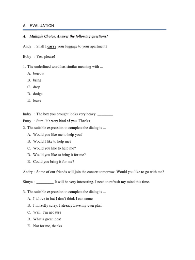 A. Multiple Choice. Answer The Following Questions! | PDF
