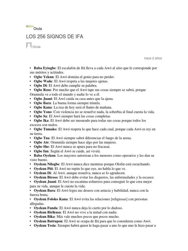Los 256 Signos de Ifa: Orula | PDF | Religión étnica | Santeria