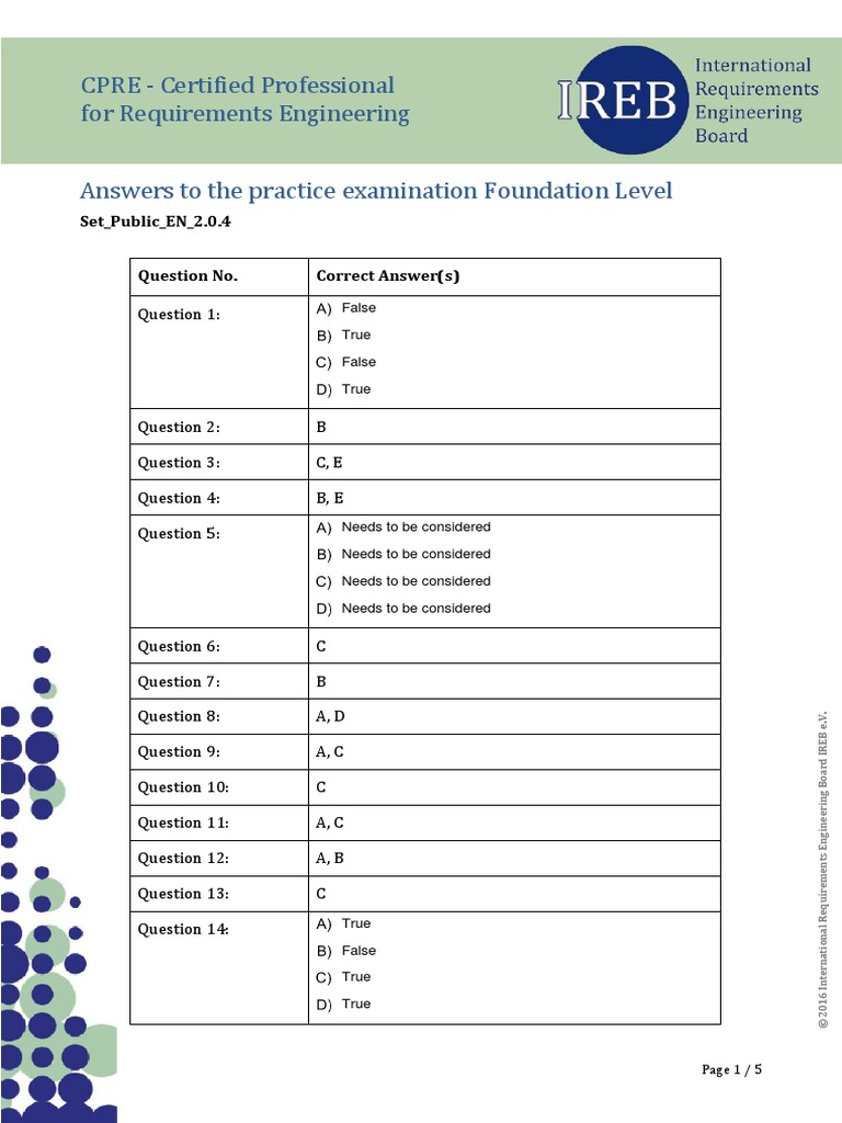 CPRE - Certified Professional For Requirements Engineering Answers To ...