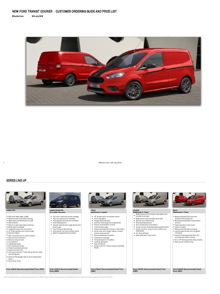 New Ford Transit Courier - Customer Ordering Guide and Price List | PDF ...