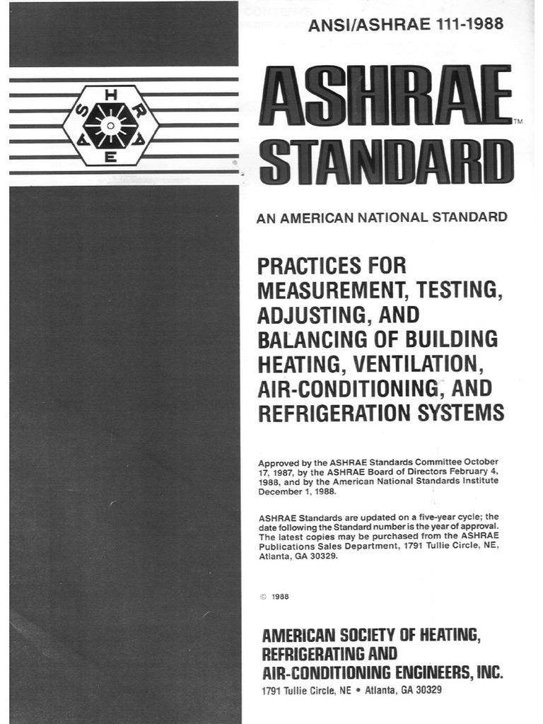 ASHRAE Standard 111-1988 | PDF
