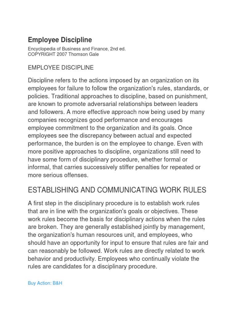 Employee Discipline | PDF | Employment | Punishments