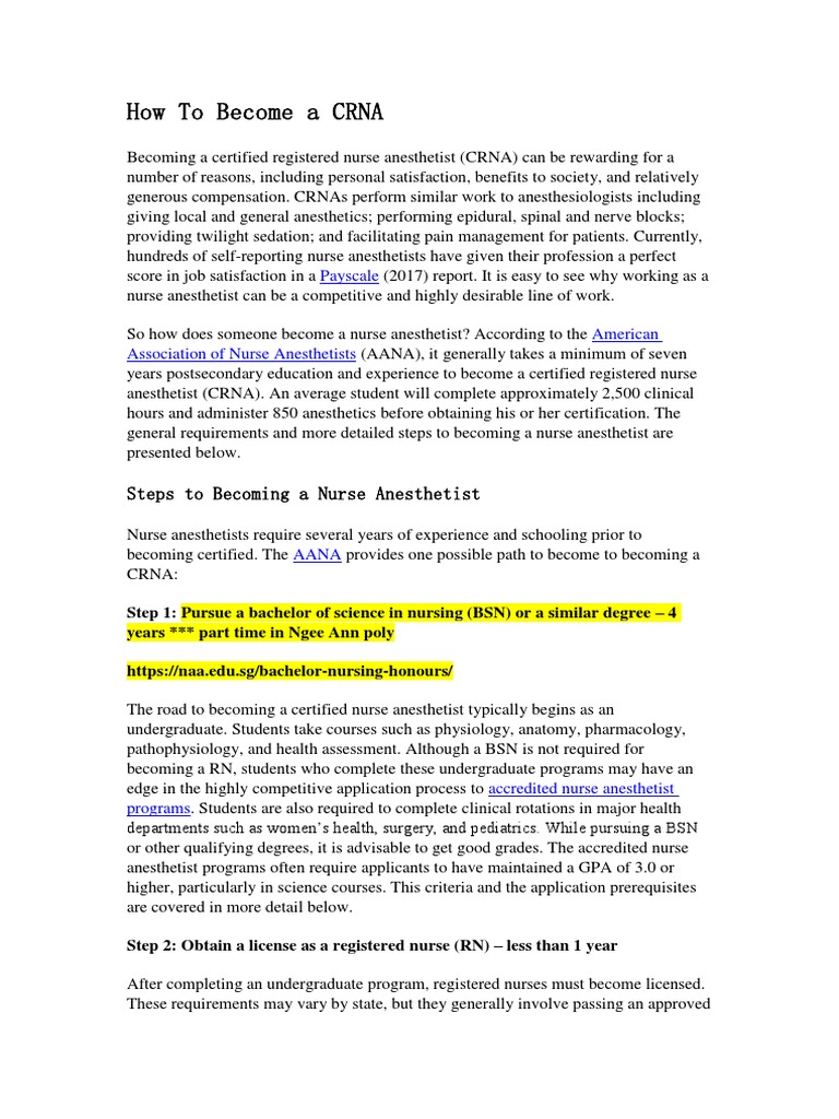 How To Become A CRNA | PDF | Nursing | Qualifications