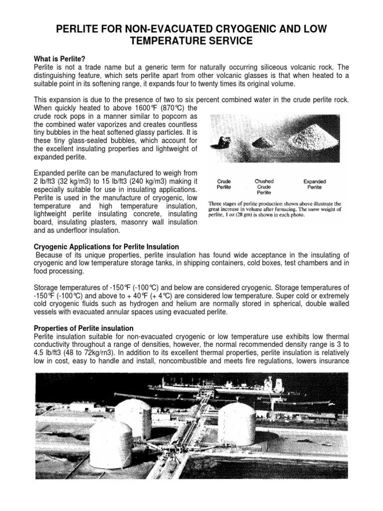 Perlite Insulation for Cryogenic Use | PDF | Cryogenics | Thermal ...