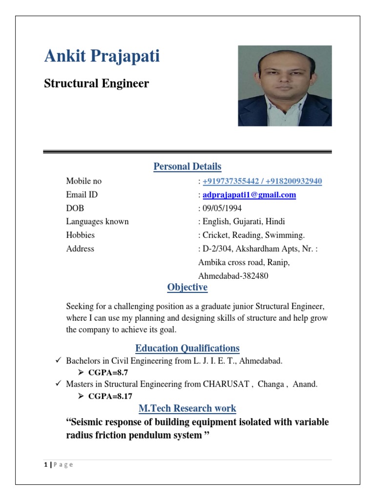 Ankit Prajapati Structure CV | PDF