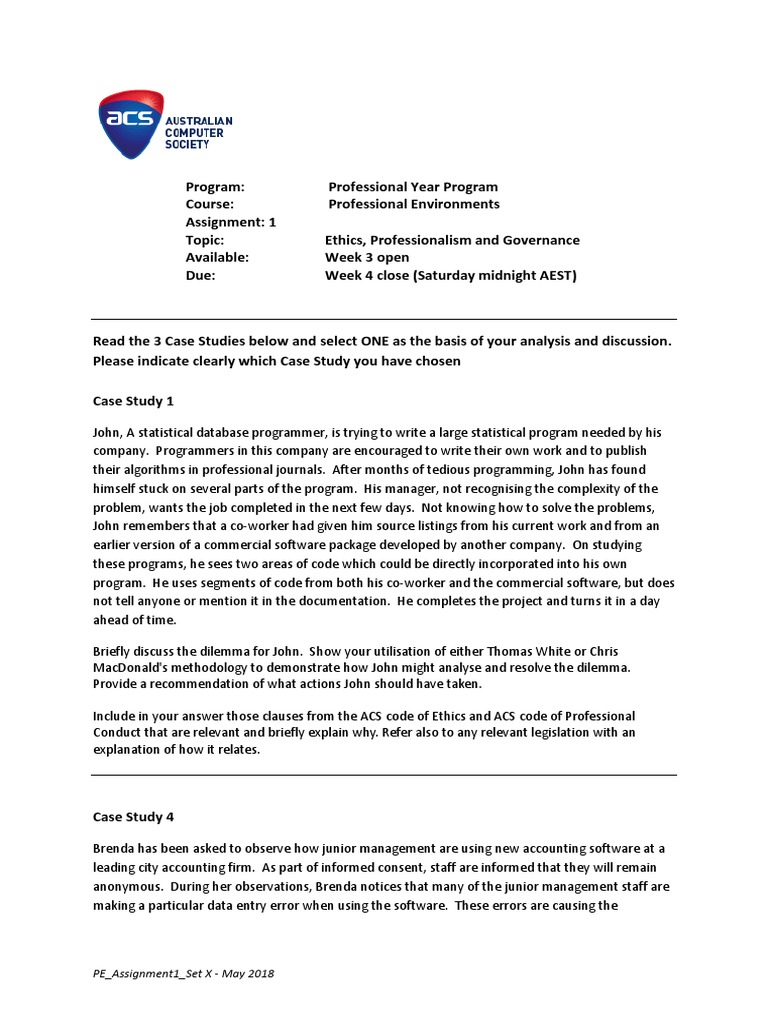 Case Studies of ACS | PDF | Programmer | Case Study