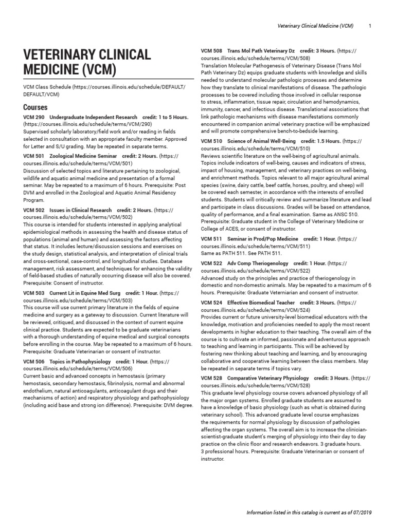 Veterinary Clinical Medicine (VCM) : Courses | PDF | Veterinary ...