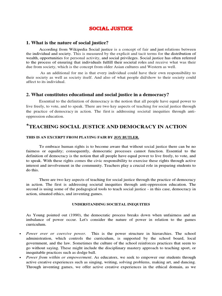 What Is The Nature of Social Justice? | PDF | Power (Social And ...