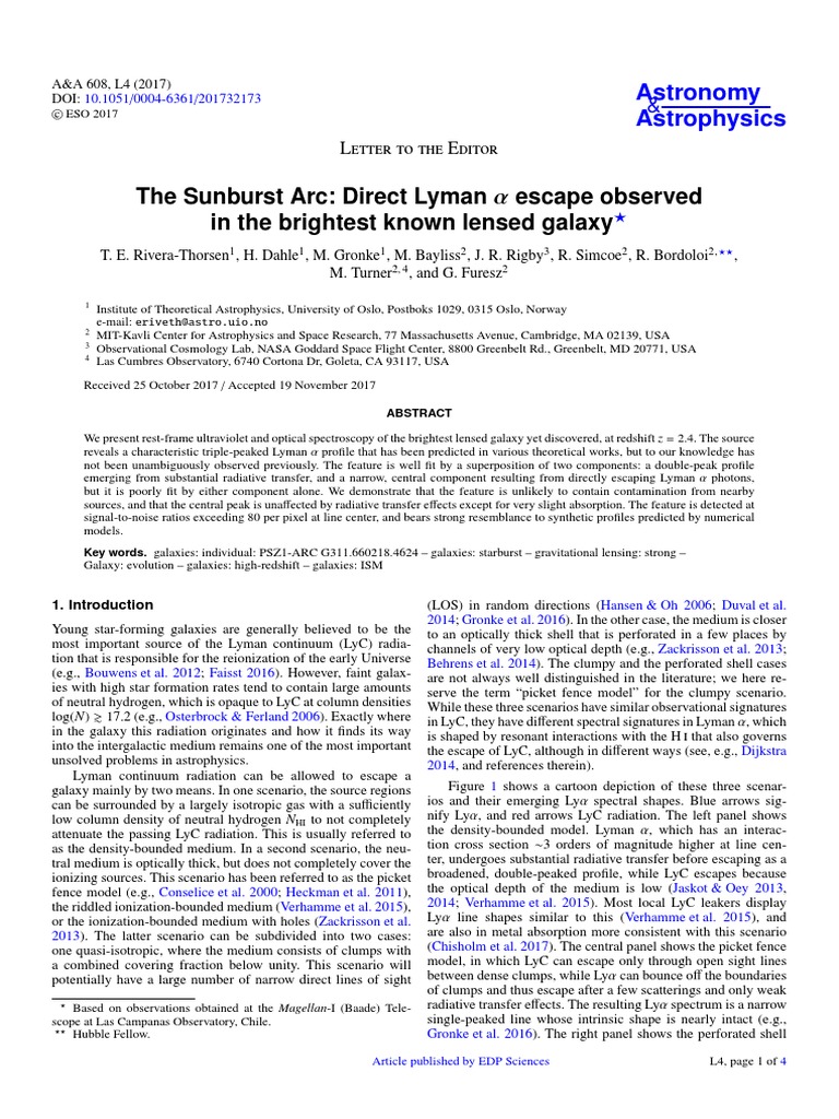 Article 2017 Sunburst Arc | PDF | Spectral Line | Galaxy