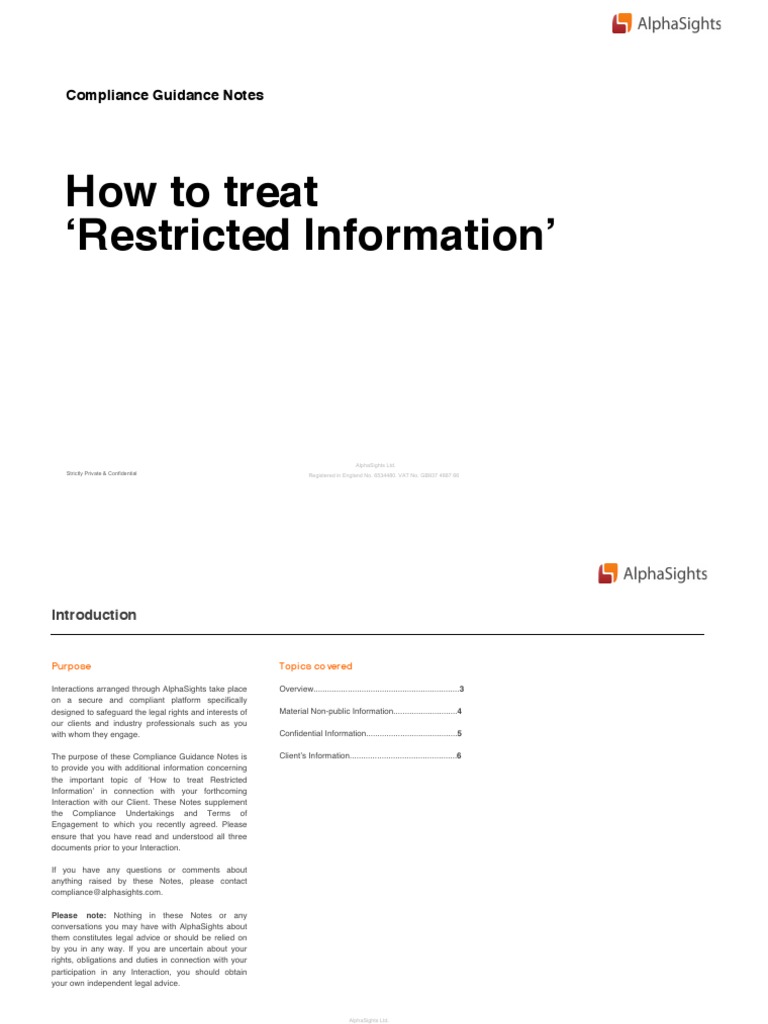 Guidance Notes On How To Treat Restricted Information | PDF | Insider ...