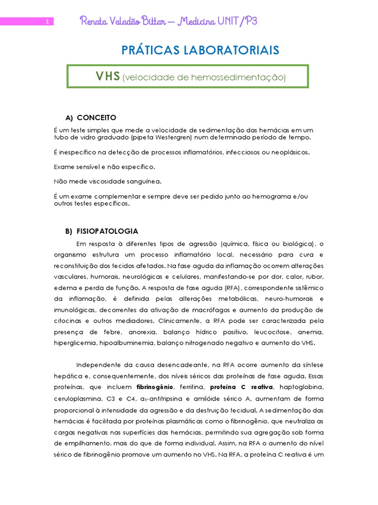 VHS, PCR, Leucograma, Uroanálise, Eritrograma, Anemias, Coombs, VDRL e ...