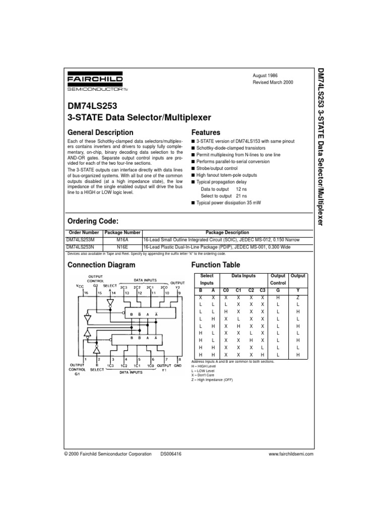 74LS253 Datasheet | PDF | Electronic Design | Manufactured Goods