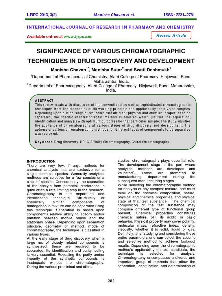 Chromatographic Techniques in Drug Development | PDF | Chromatography ...