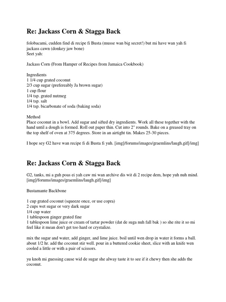 Recipes from Jamaica: Jackass Corn, Bustamante Backbone, and More ...