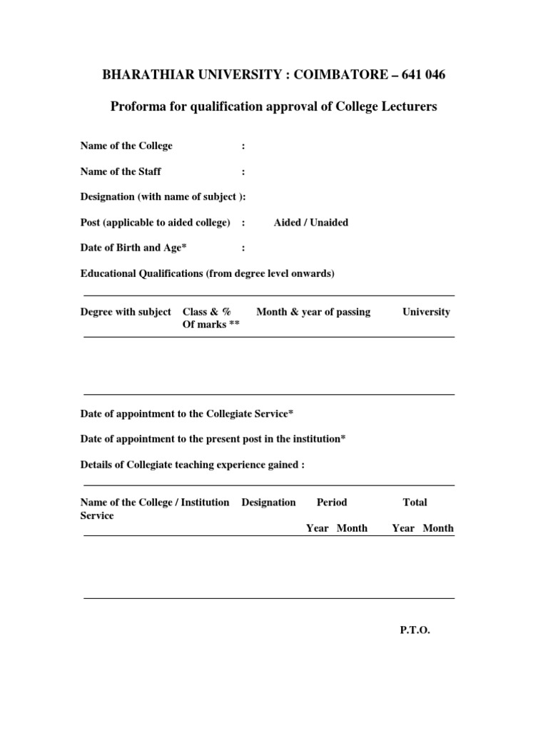 Qualification Approval Form for Lecturers | PDF