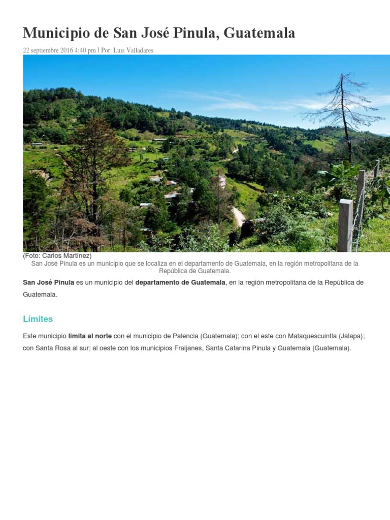 San José Pinula: Municipio y Ubicación | PDF | Guatemala | Los bosques