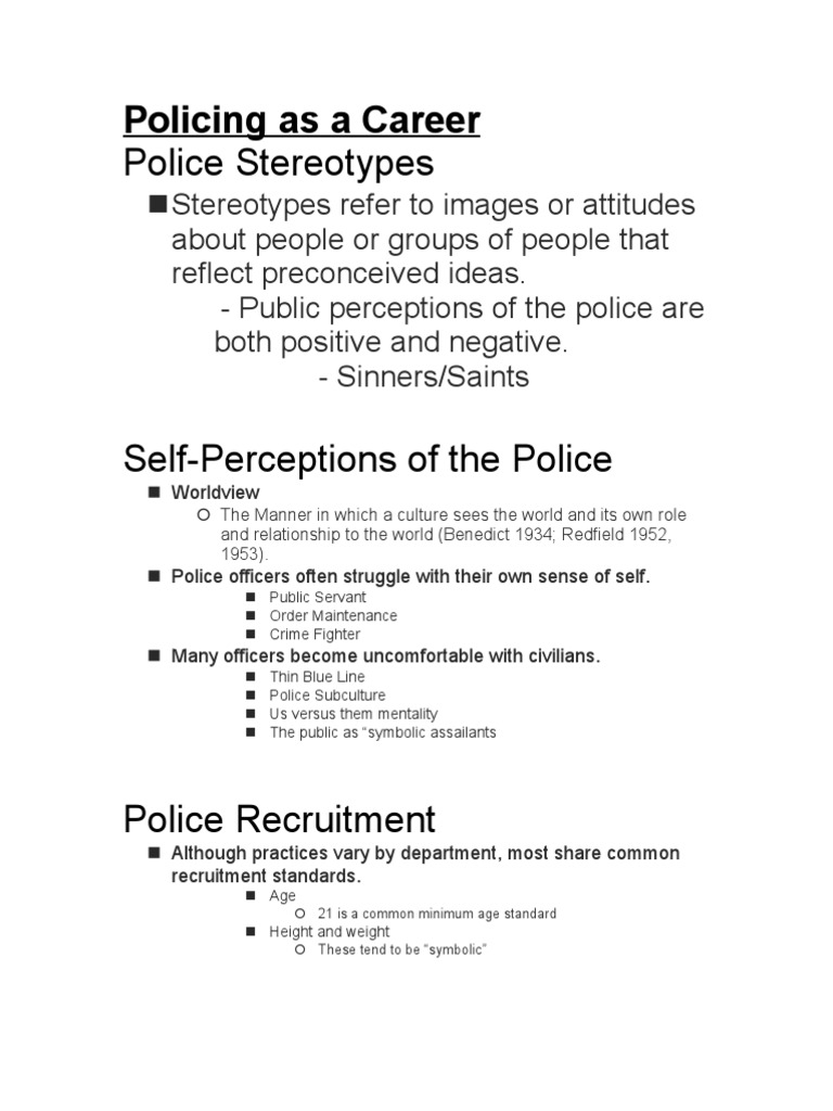 An Overview of the Policing Profession: From Recruitment and Training ...