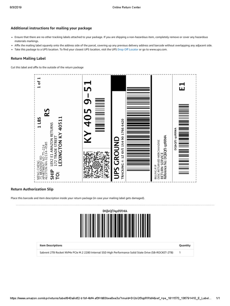 Amazon Return Instructions | PDF