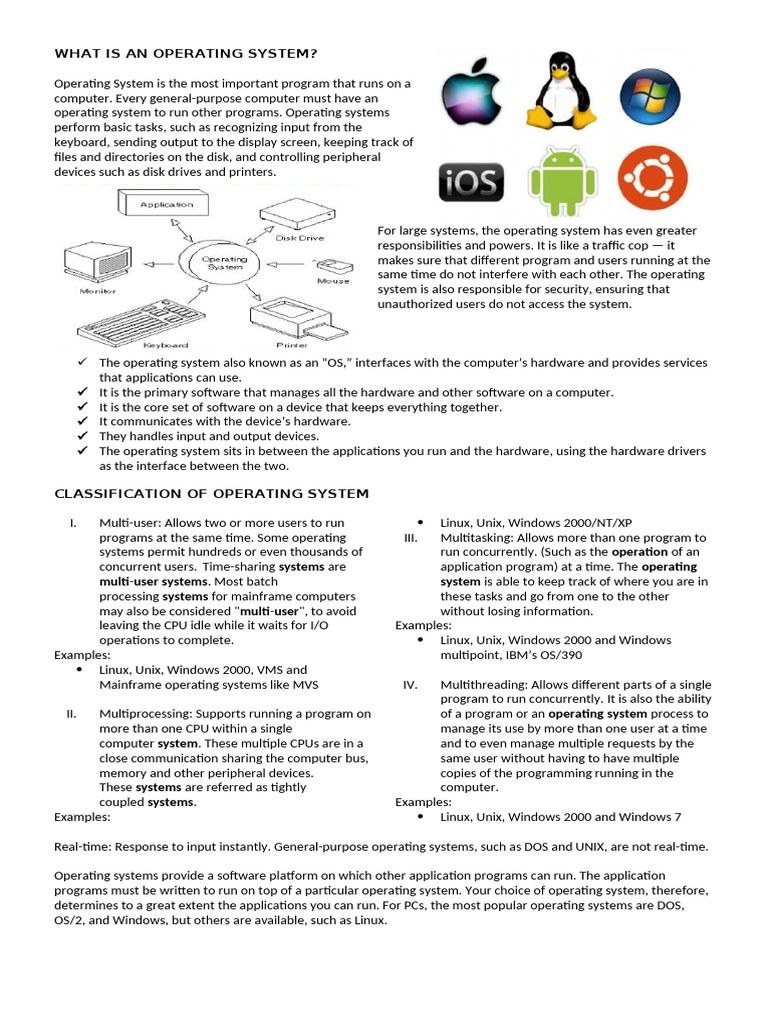 Operating Systems Classification | PDF | Operating System | Computing Platforms
