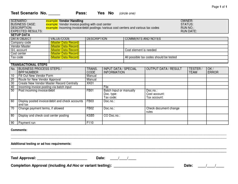 Sample Test Script PDF | PDF | Invoice | Debits And Credits