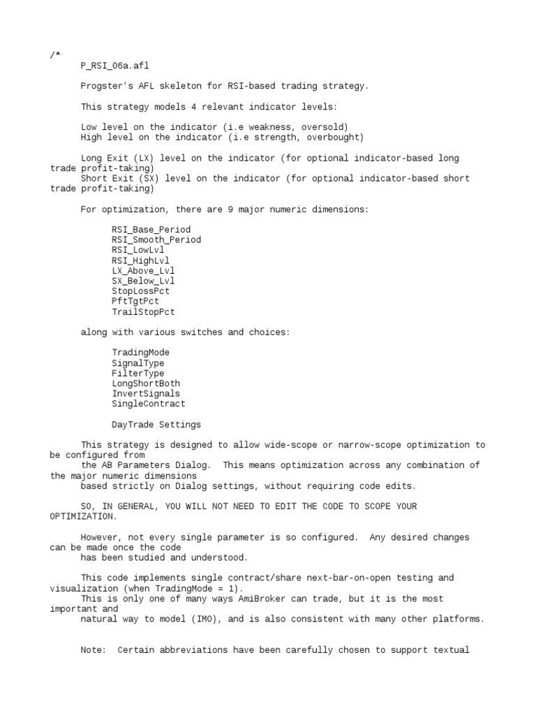 P RSI 06a.afl | PDF | Parameter (Computer Programming) | Microsoft Excel