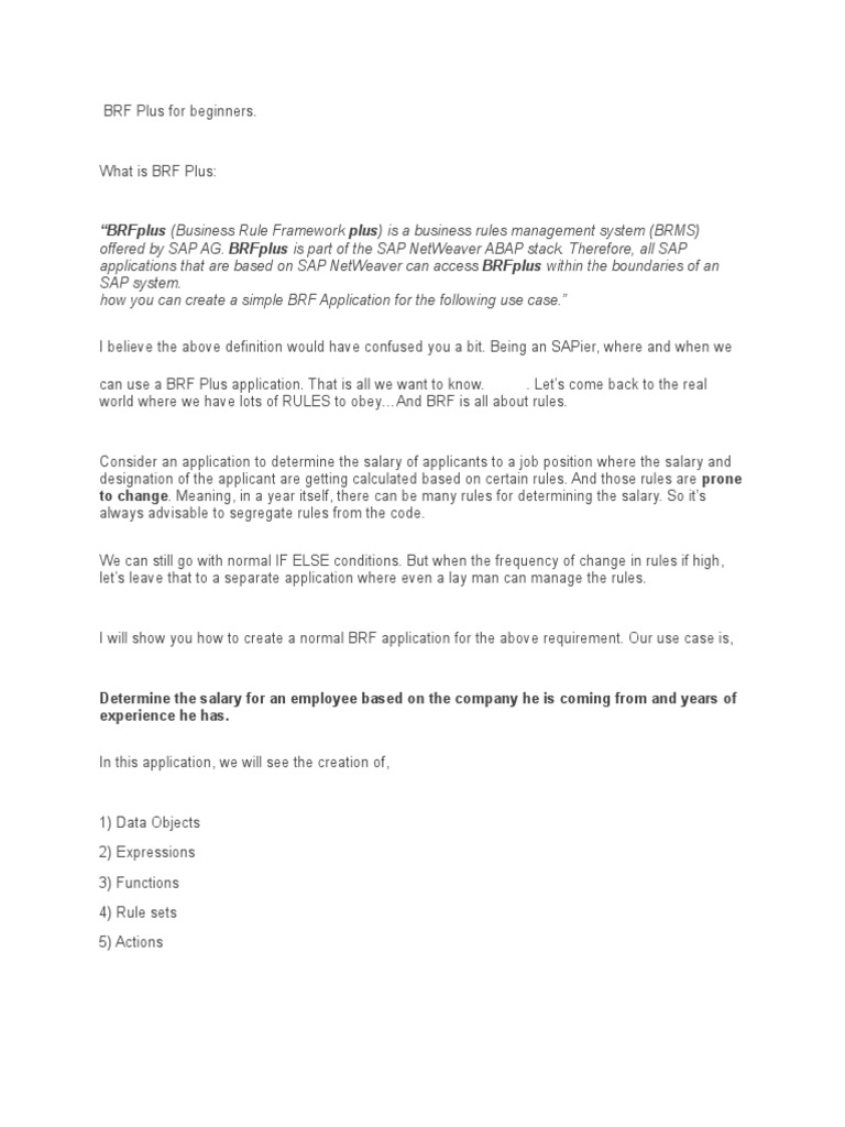 BRF Plus For Beginners | PDF | Data Management | Computer Data