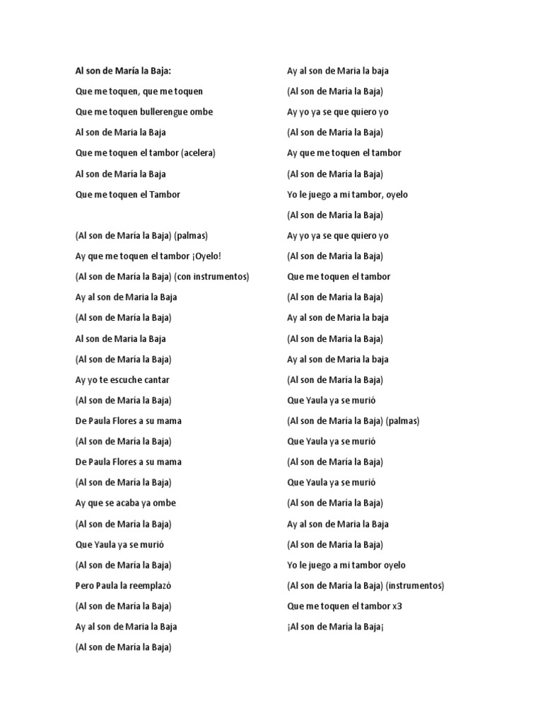 Al Son de María La Baja | PDF | Ocio | Entretenimiento (general)