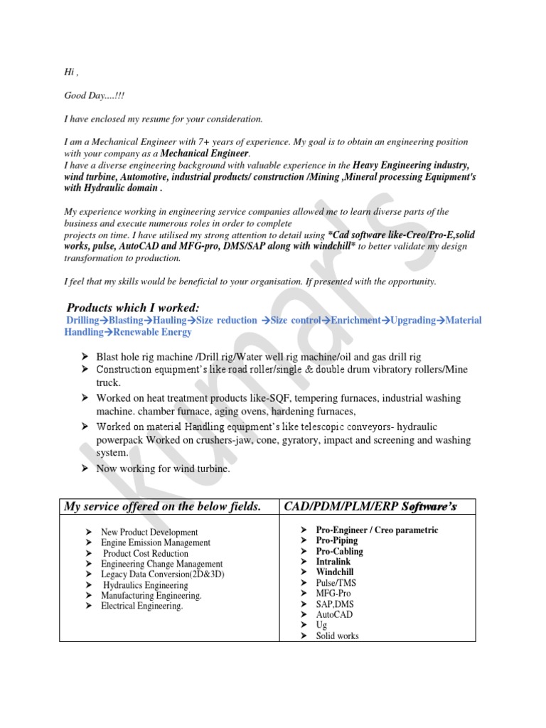 Cover Letter | PDF | Drilling Rig | Engineering