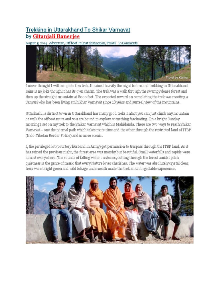Trekking in Uttarakhand To Shikar Varnavat By: Gitanjali Banerjee ...