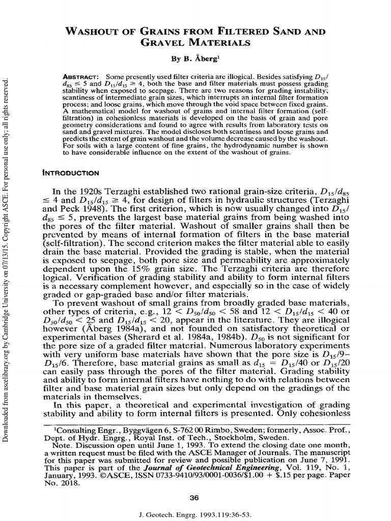 Washout of Grains From Filtered Sand and Gravel Materials (Aberg) | PDF ...