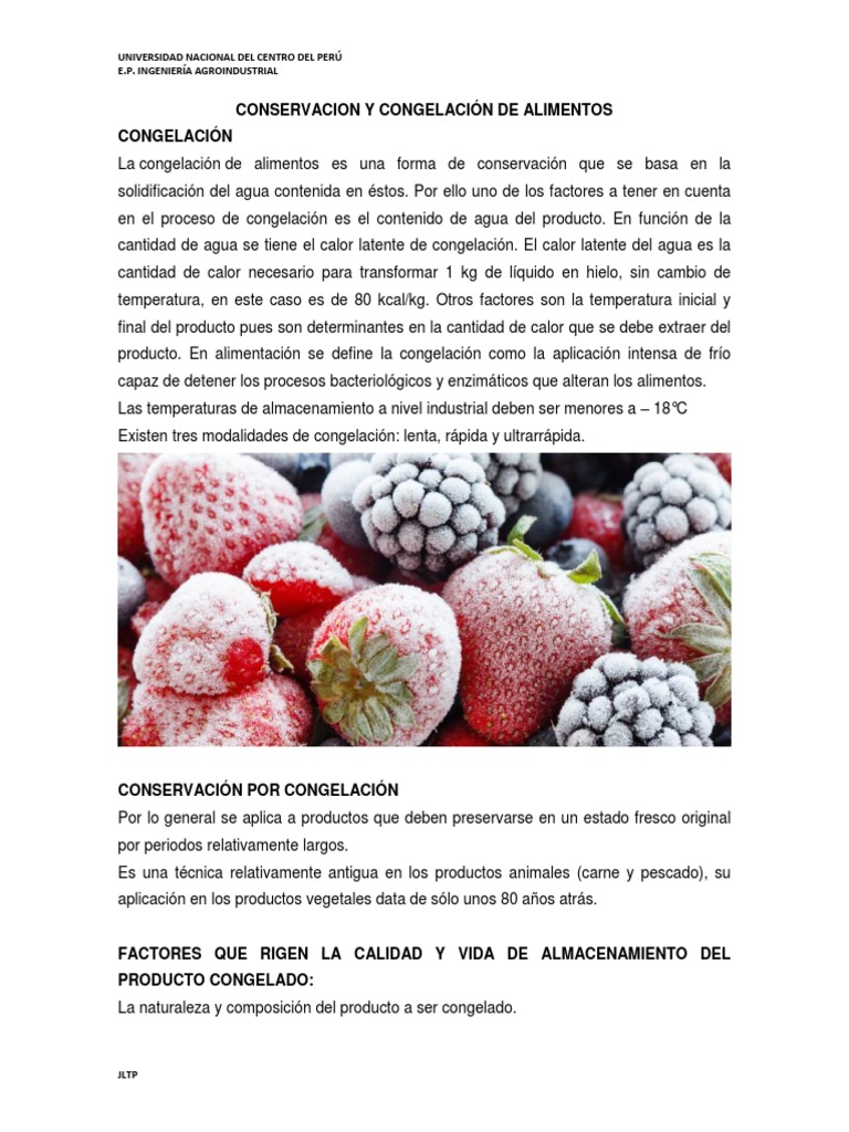 Conservación y Congelación de Alimentos | PDF | Temperatura | Nitrógeno