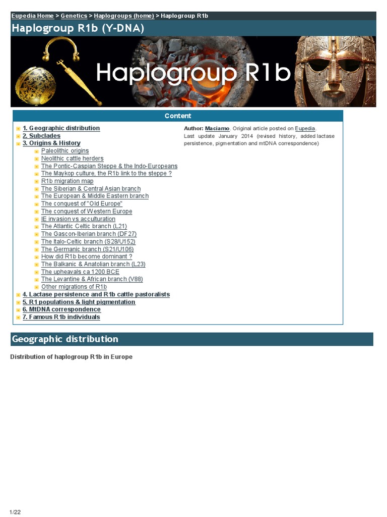 Origins and History of Haplogroup R1b Y | Celts | Anatolia