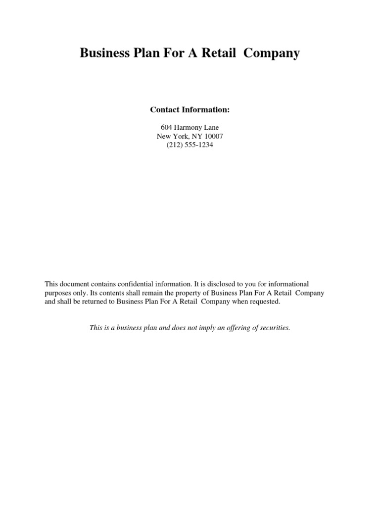 Business Plan Retail Company | Download Free PDF | Retail | Strategic ...