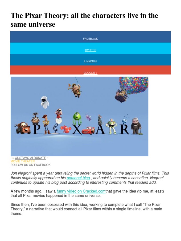 The Pixar Theory | PDF