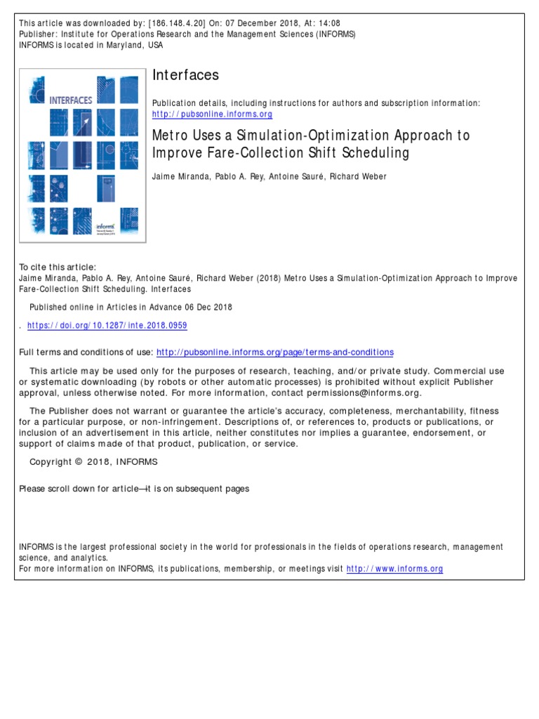 Metro Uses A Simulation Optimization Approach To Improve Fare ...