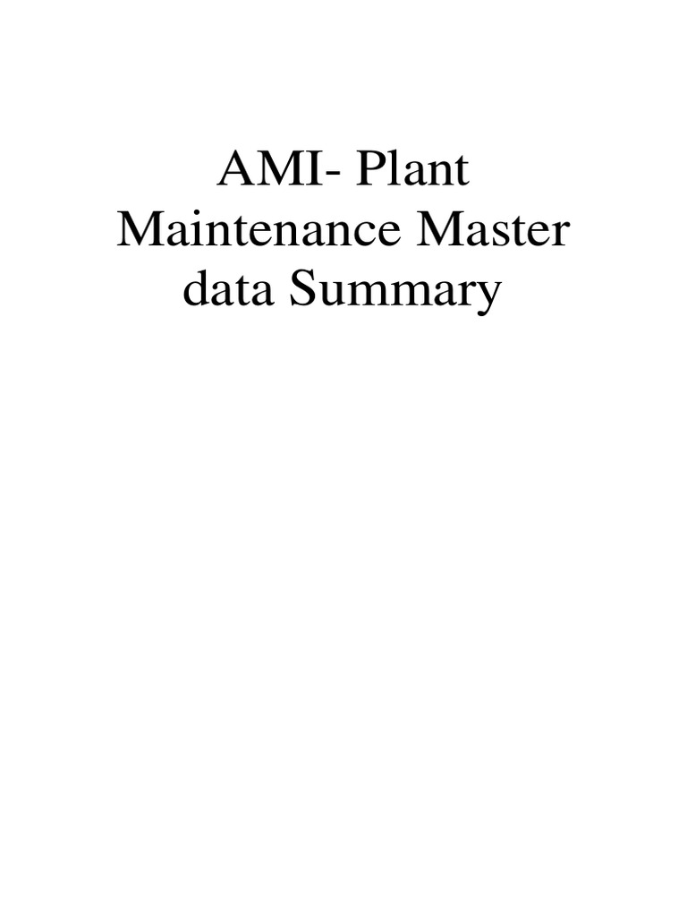 01 - Plant Maintenance Master Data Understanding Manual | PDF