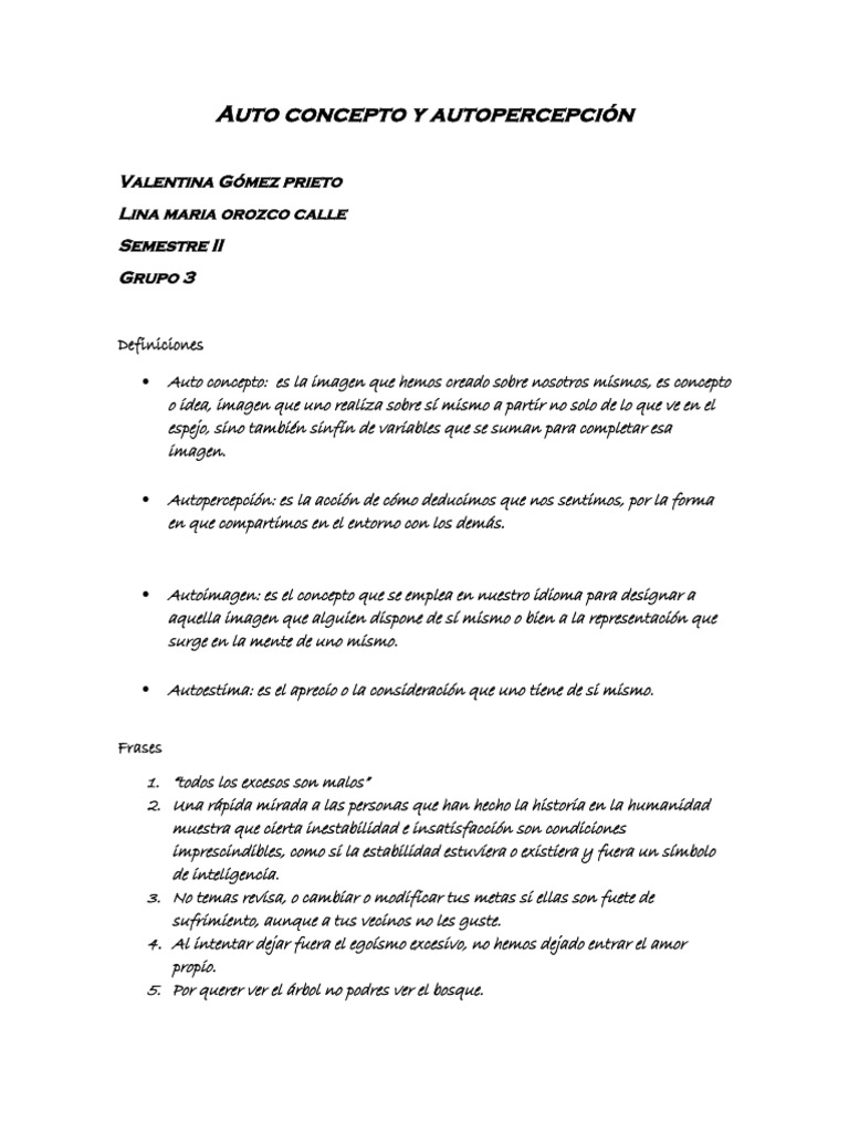 Auto Concepto y Autopercepción | PDF | Felicidad | Amor