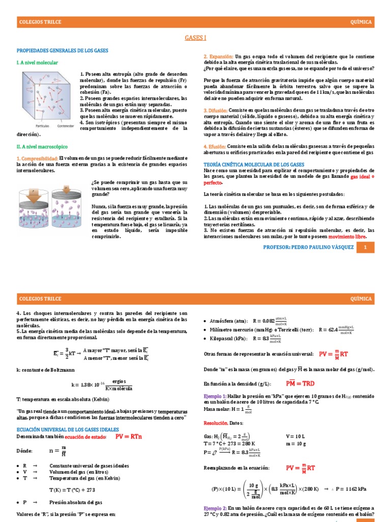 Química - Tema - Gases I | PDF | Fase (materia) | Gases