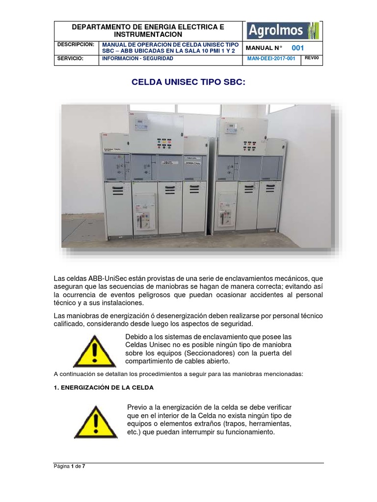 Manual de Operación Celda Unisec ABB | PDF | Energía y recursos