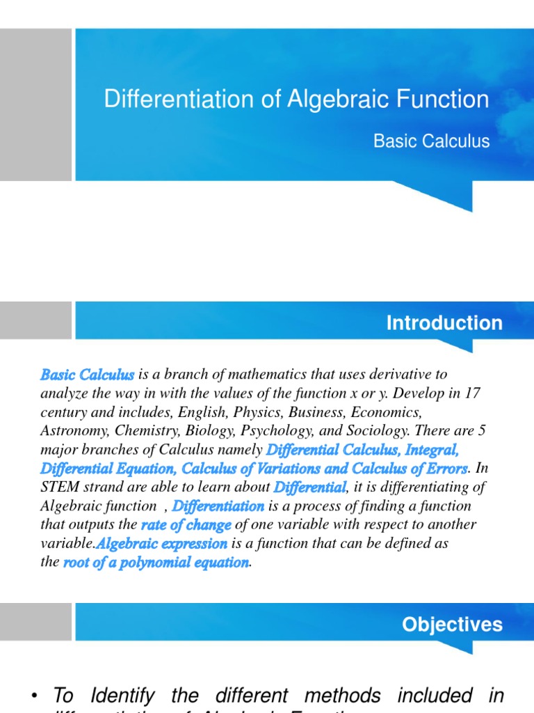Differentiationof Algebraic Function Reporting | PDF | Derivative ...