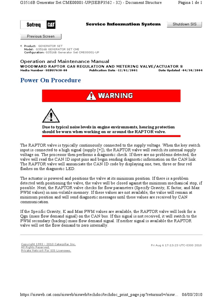 Power On Procedure: Operation and Maintenance Manual | PDF