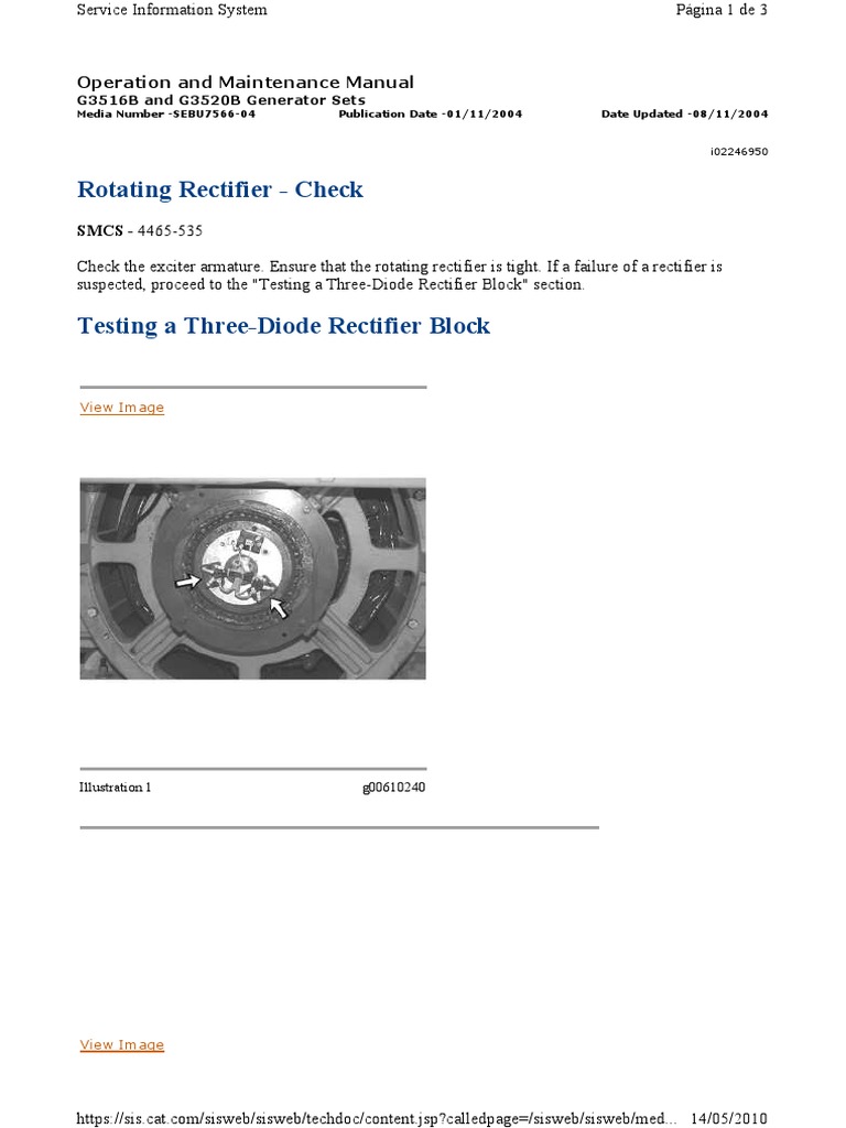 Rotating Rectifier - Check: Operation and Maintenance Manual | PDF | Rectifier | Components