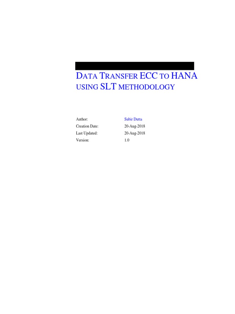 Data Transfer ECC To HANA Using SLT Methodology | PDF | Sap Se | Server (Computing)
