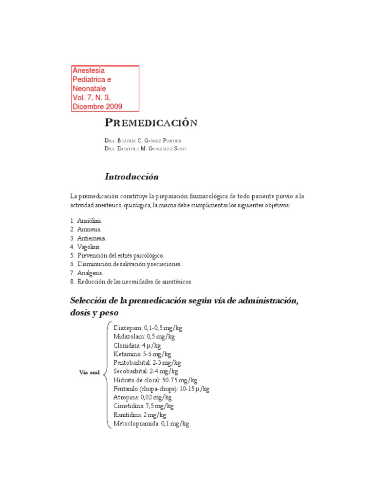 Premeditación en Anestesia | PDF | Midazolam | Drogas